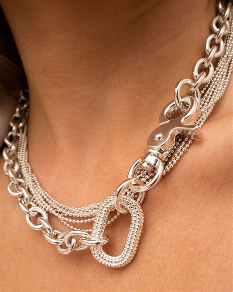 Silver Chain Necklace Womens Hoop Earrings