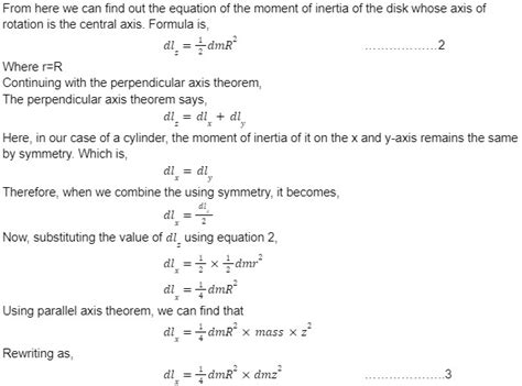 Moment Of Inertia Of Cylinder About Perpendicular Axis