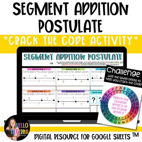 Segment Addition Postulate Digital Activity For Hs Geometry By Hello