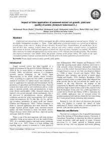 Pdf Impact Of Foliar Application Of Seaweed Extract On Growth Yield And Quality Of Potato