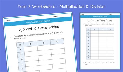 Year 2 Two Five And Ten Times Tables Worksheets Ks1 Multiplication