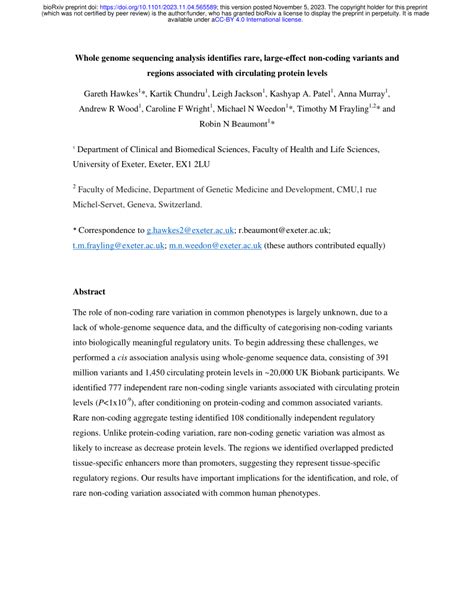 pdf whole genome sequencing analysis identifies rare large effect