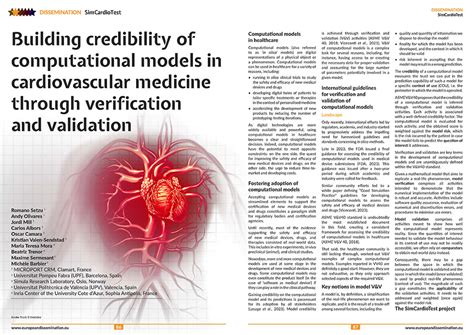 Building Credibility Of Computational Models In Cardiovascular Medicine