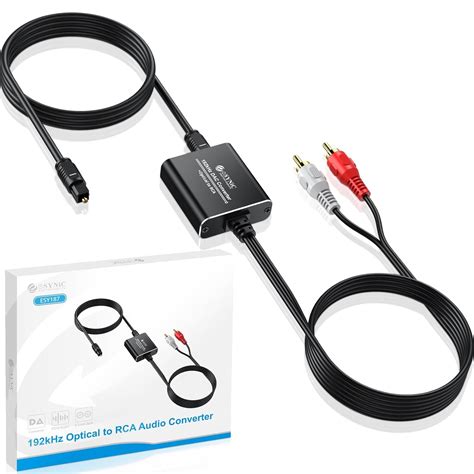 Esynic Optical To Rca Converter 192khz Dac Aluminium Alloy Portable
