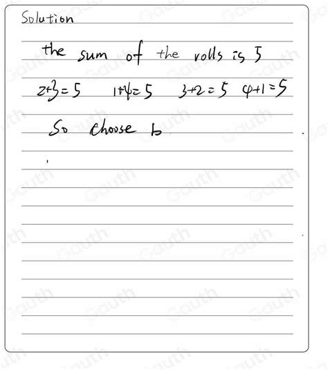 Solved A Die Is Rolled Twice Write The Indicated Event In Set Notation The Sum Of The Rolls