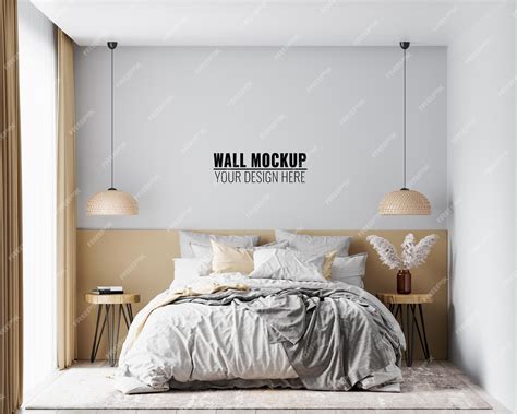 침실 인테리어의 벽 모형 프리미엄 Psd 파일