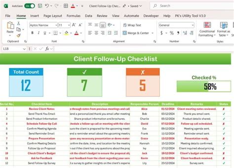 Client Follow Up Checklist In Excel Pk An Excel Expert