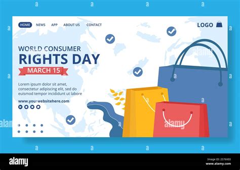 World Consumer Rights Day Social Media Landing Page Flat Cartoon Hand