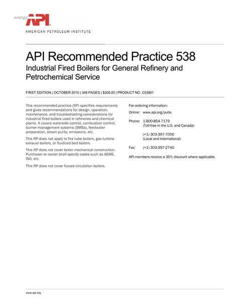 API Recommended Practice Industrial Fired Boilers For General Refinery And Petrochemical