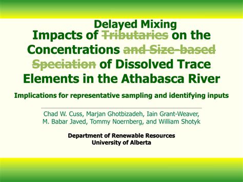 Pdf Impacts Of Tributaries On The Concentrations Of Dissolved Trace