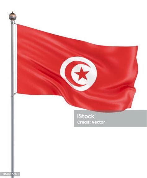 바람에 불고 튀니지 플래그 배경 텍스처입니다 3d 렌더링 깃발을 흔들다 흰색에 격리 그림 0명에 대한 스톡 사진 및 기타 이미지 Istock