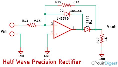Half Wave And Full Wave Precision Rectifier Circuit Using Op Amp