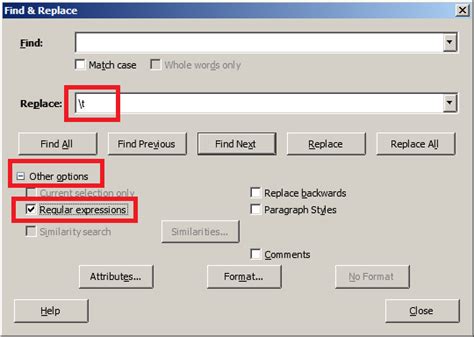 Insert Tab As A Special Character In Find Replace English Ask LibreOffice