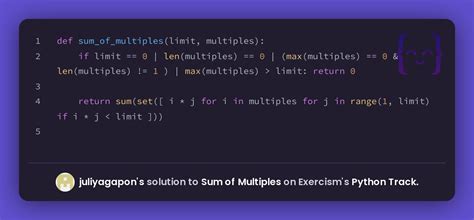 Juliyagapons Solution For Sum Of Multiples In Python On Exercism