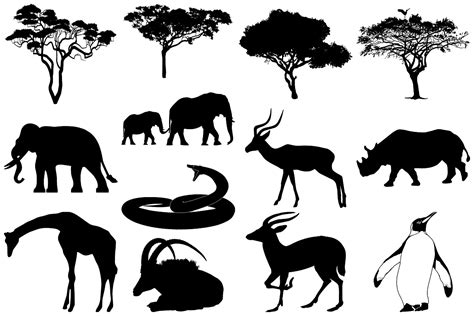 Wildafrican Animal Silhouettes Custom Designed Illustrations