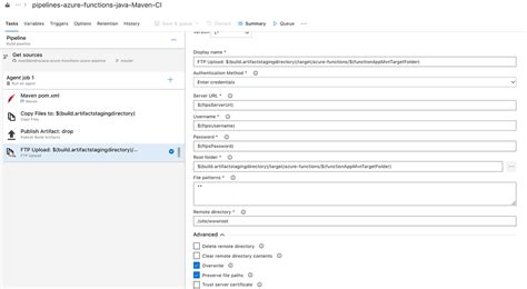 deployment of azure functions written in java using the ftps task of