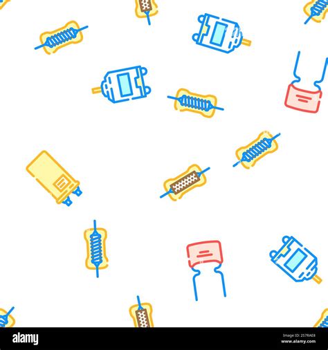 Component Electronic Chip Vector Seamless Pattern Thin Line