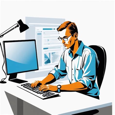 Premium Ai Image Vector A Man Working At A Computer