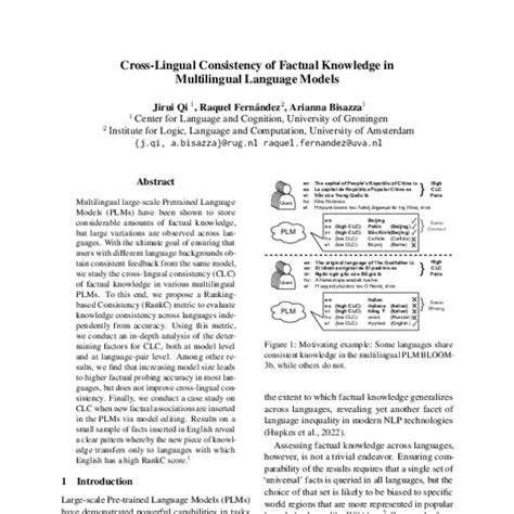 Cross Lingual Consistency Of Factual Knowledge In Multilingual Language