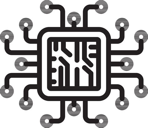 Black Line Art Illustration Of Microchip Icon 24333459 Vector Art At