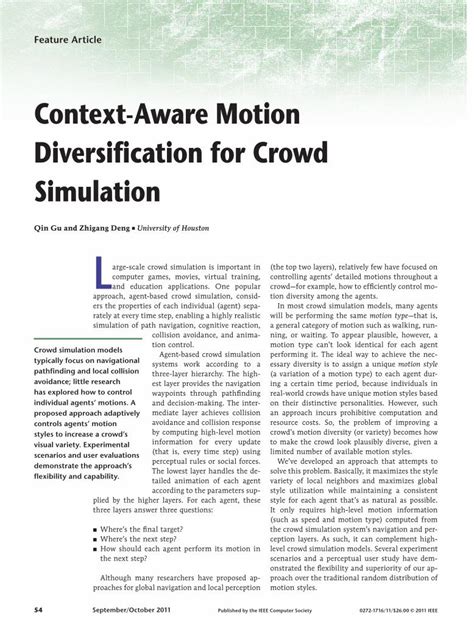 Pdf Context Aware Motion Diversi Cation For Crowd Simulation