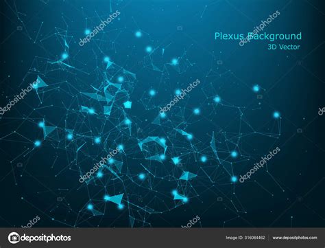 abstract vector illuminated particles and lines plexus effect stock