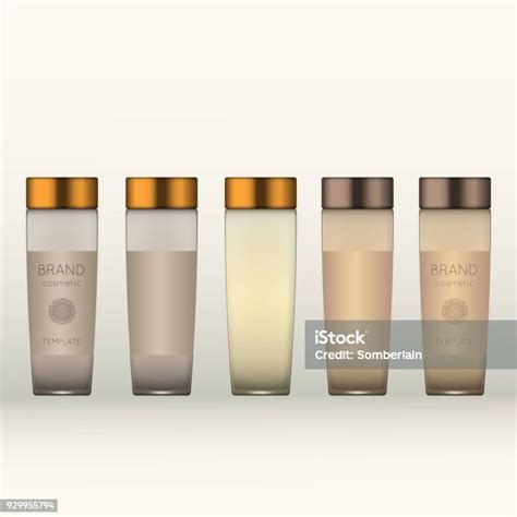 벡터 3d 아름다움 화장품 제품까지 조롱입니다 광고 브랜드에 대 한 격리 된 현실적인 병입니다 화장품 포장 디자인 서식 파일입니다 3차원 형태에 대한 스톡 벡터 아트 및