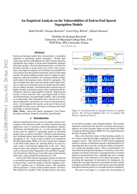 An Empirical Analysis On The Vulnerabilities Of End To End Speech Segregation Models Deepai