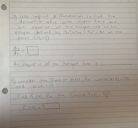 Solved The And Use Implicit Differentation To Find