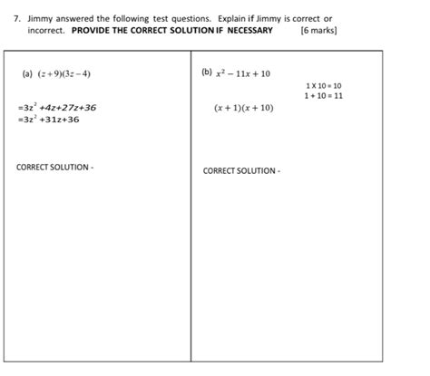 Solved 7 Jimmy Answered The Following Test Questions Explain If
