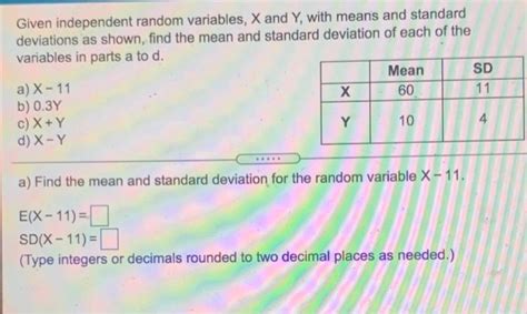 Solved Given Independent Random Variables X And Y With