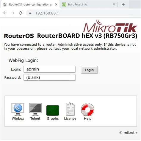 Open Admin Page On MIKROTIK RouterBOARD HEX V3 RB750Gr3 How To