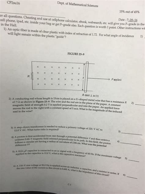 Solved An Optic Fiber Is Made Of Clear Plastic With Index Of Chegg