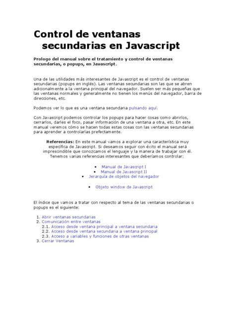 control de ventanas secundarias en javascript pdf script java