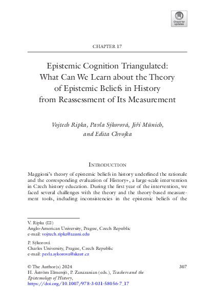 Pdf Epistemic Cognition Triangulated What Can We Learn About The Theory Of Epistemic Beliefs