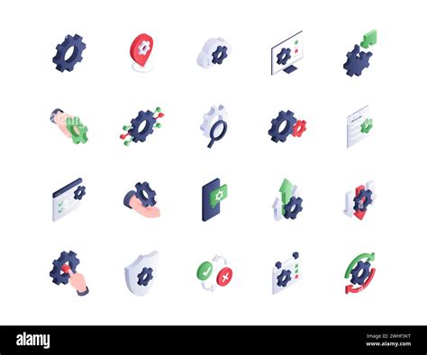 Gear Isometric Icons Vector Set Stock Vector Image Art Alamy