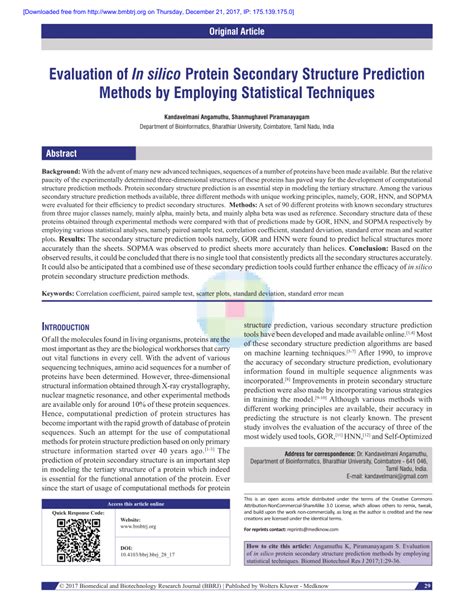 Pdf Evaluation Of In Silico Protein Secondary Structure Prediction
