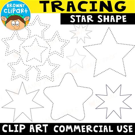 Star Tracing Shapes Clip Art Practice Fine Motor Commercial Use Tpt