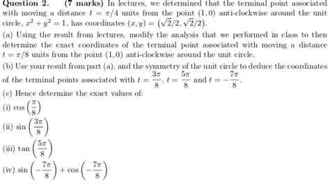 solved i need help with finding terminal points for pi 8 of