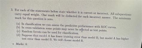 solved 3 for cach of the statements below state whether it