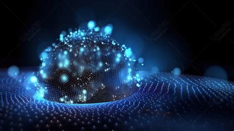 파도 추상에 연결된 파란색 점의 몰입형 3d 영역 디지털 네트워크 탐색 연결 배경 파도 배경 파란색 배경 이미지 Hd