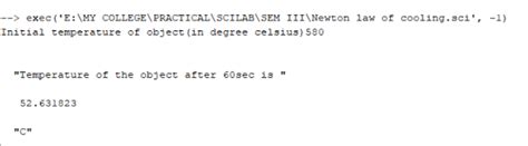 Newtons Law Of Cooling Using Scilab Code