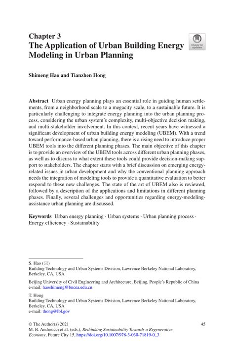 PDF The Application Of Urban Building Energy Modeling In Urban Planning
