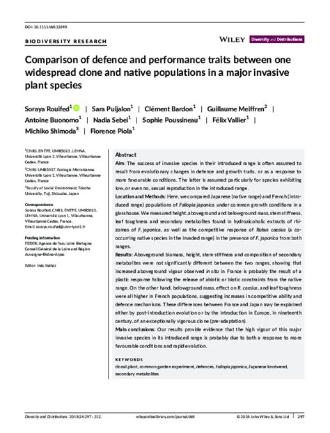 Pdf Comparison Of Defence And Performance Traits Between One
