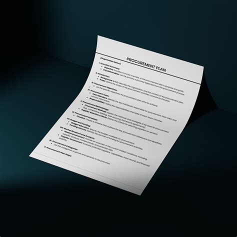 Procurement Plan Template Procurement Strategy Template Procurement