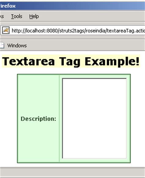 Textarea Tag Form Tag Example