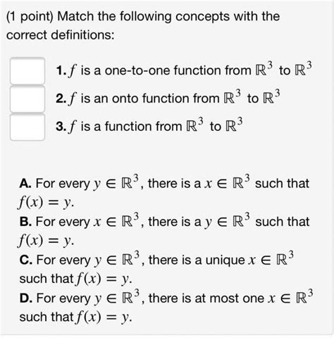 solved 1 point match the following concepts with the