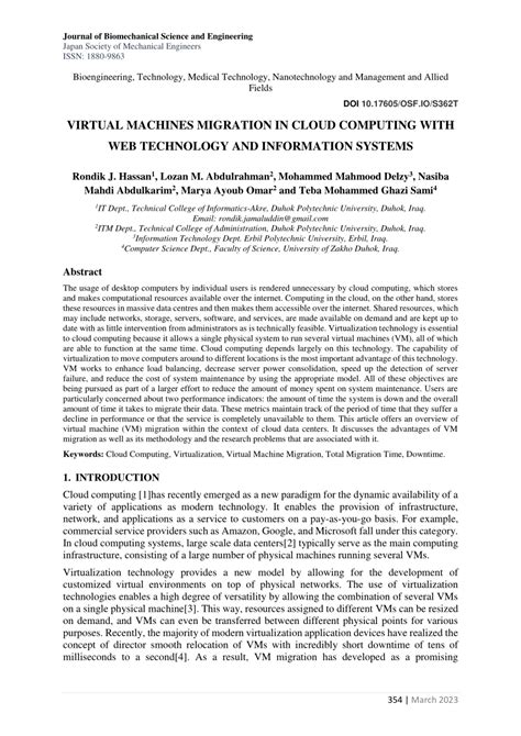 Pdf Virtual Machines Migration In Cloud Computing With Web Technology And Information Systems