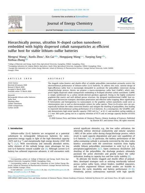 Pdf Hierarchically Porous Ultrathin Ndoped Carbon Nanosheets Embedded With Highly Dispersed