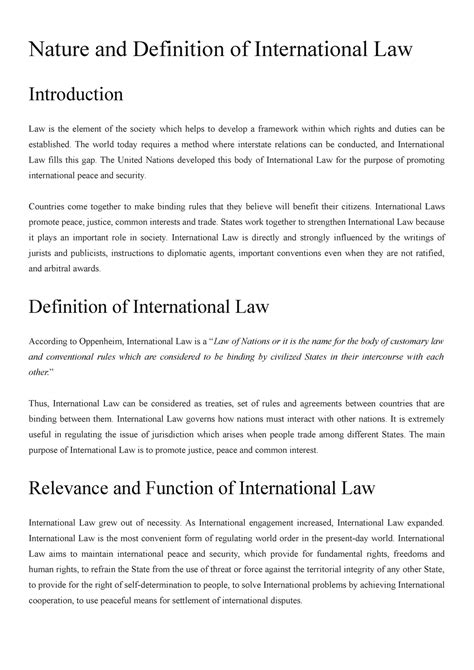 Nature And Definition Of International Law Nature And Definition Of